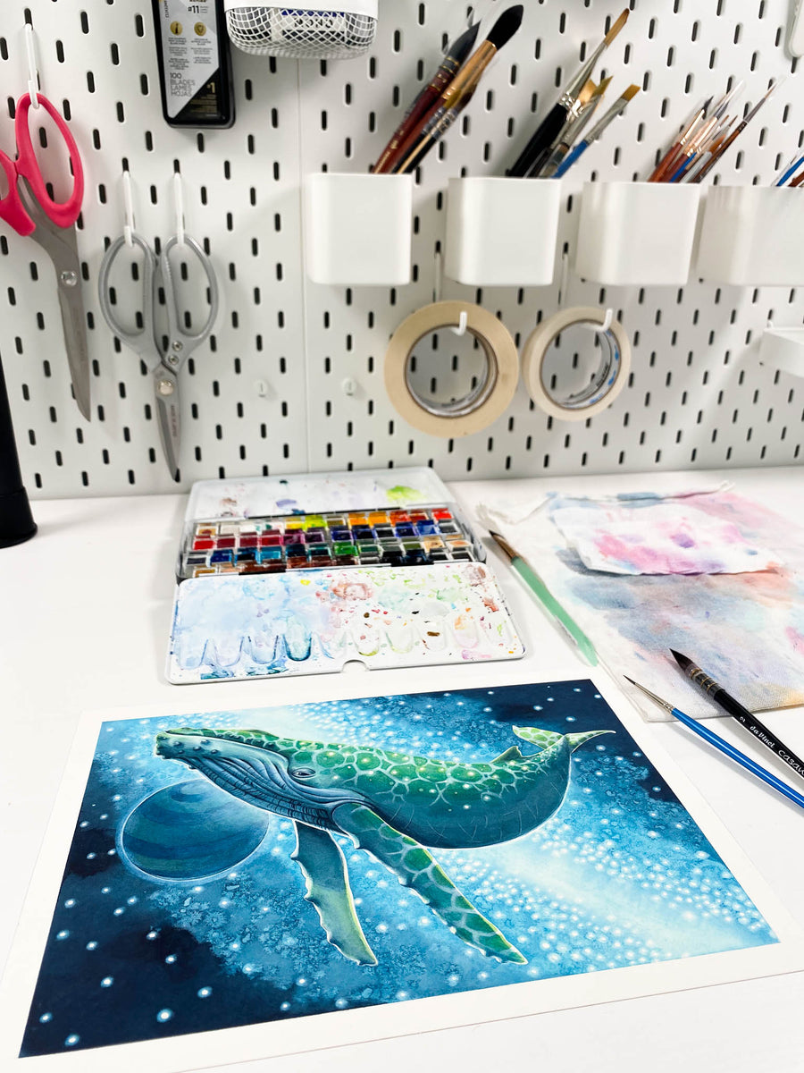 A4 Original Artwork - Celestial Whale – Christopher Maxwell Art