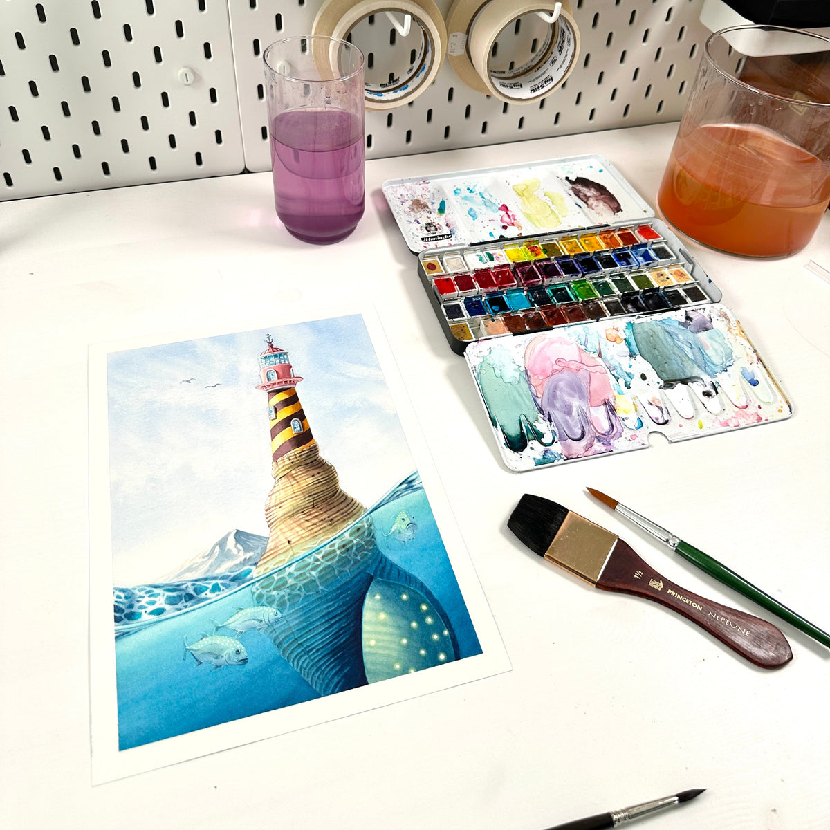 A4 Original Artwork - Lighthouse Shell – Christopher Maxwell Art