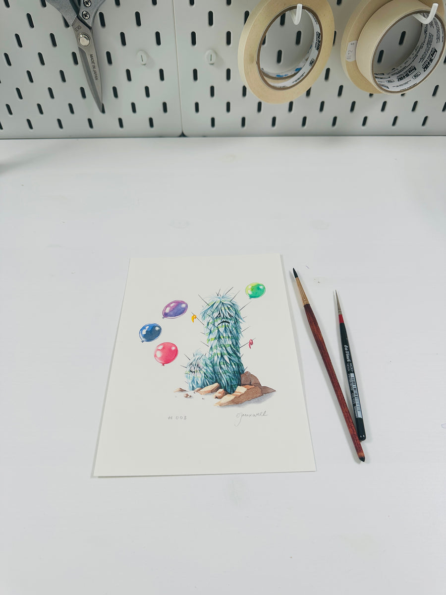 A5 Original Spot Illustration - #3 Cactus Balloon – Christopher Maxwell Art