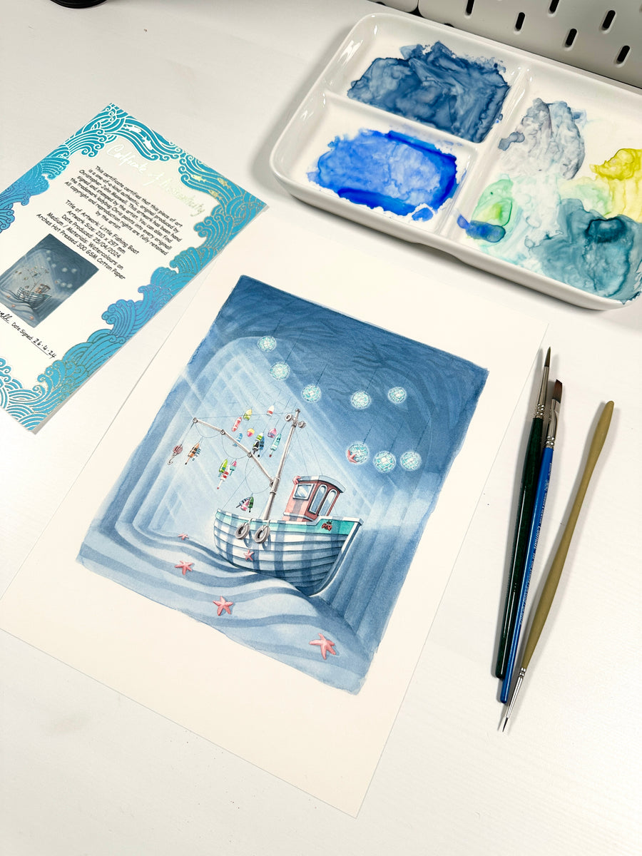 A4 Original Artwork - Little Fishing Boat – Christopher Maxwell Art