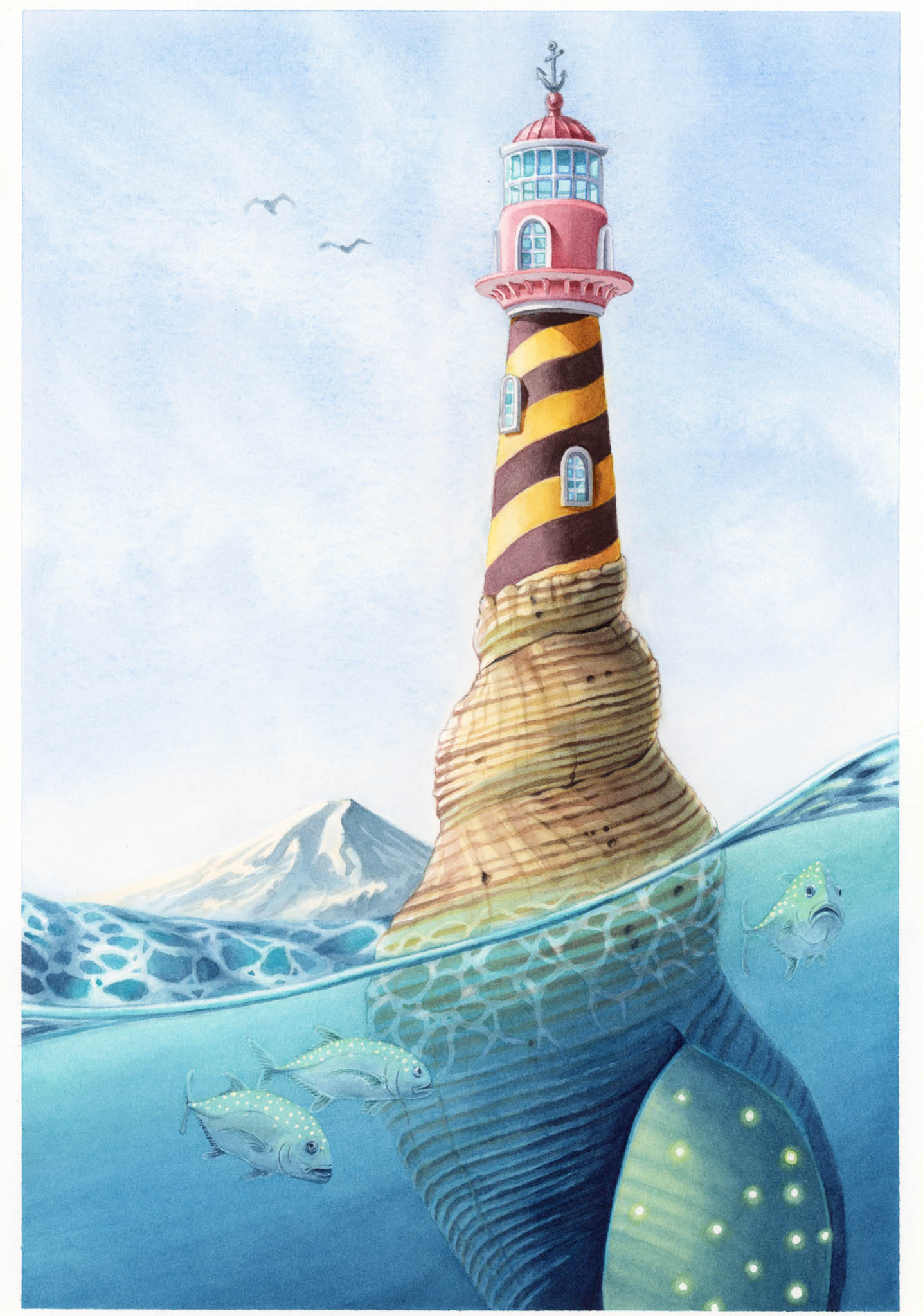 A4 Original Artwork - Lighthouse Shell – Christopher Maxwell Art