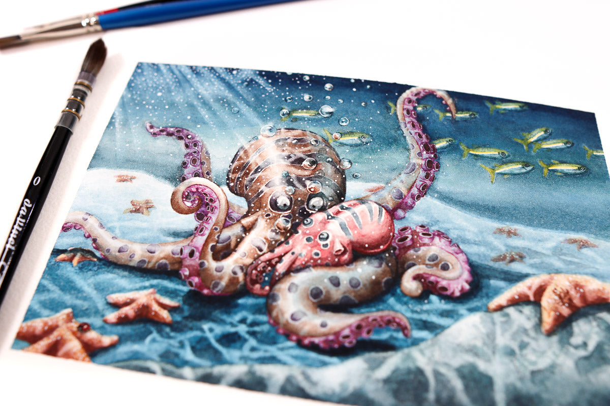 A5 Original Artwork 'Underwater Family' – Christopher Maxwell Art